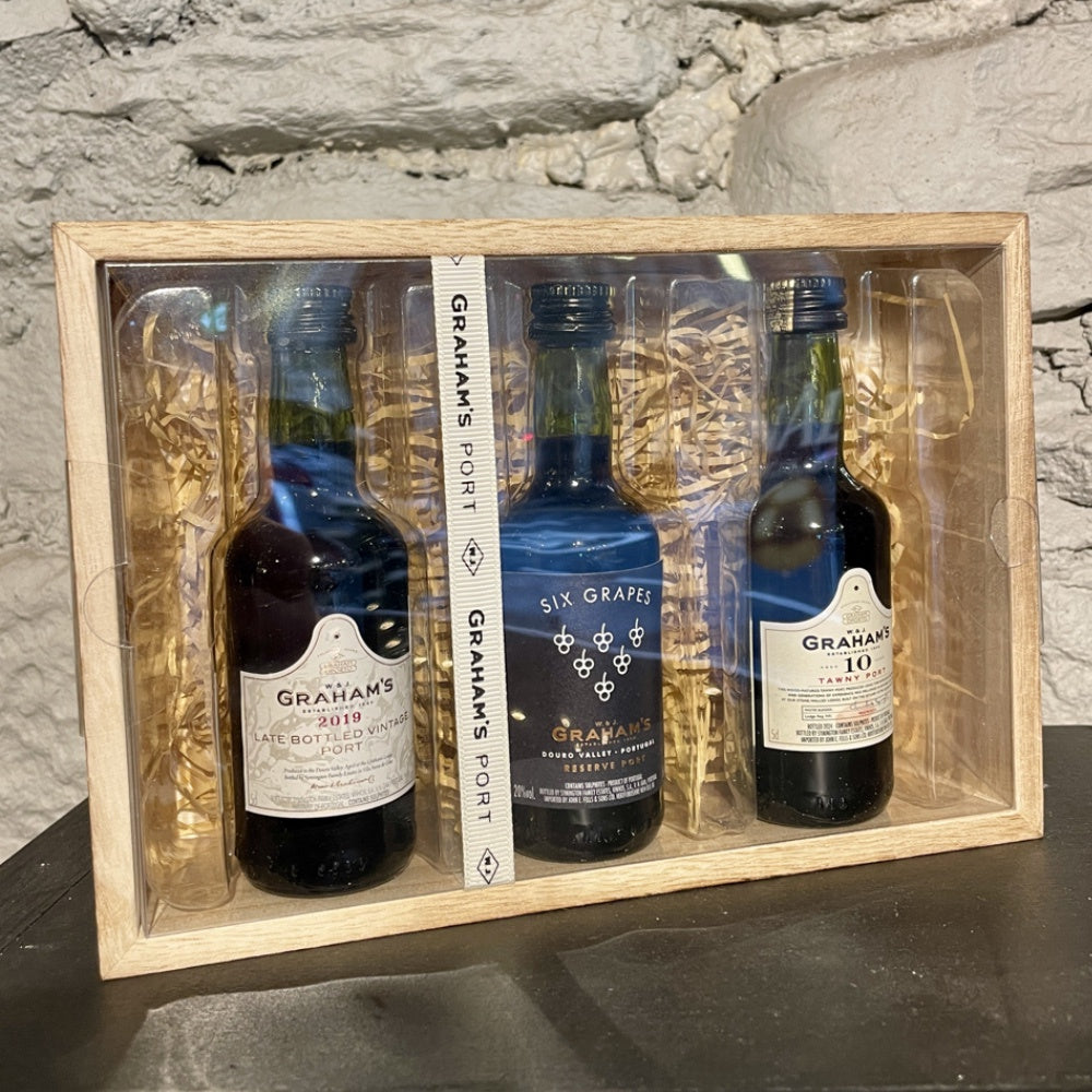 GRAHAM'S Port Tasting Selection in Wood Box 3x5cl 20% – highlandwhiskyshop
