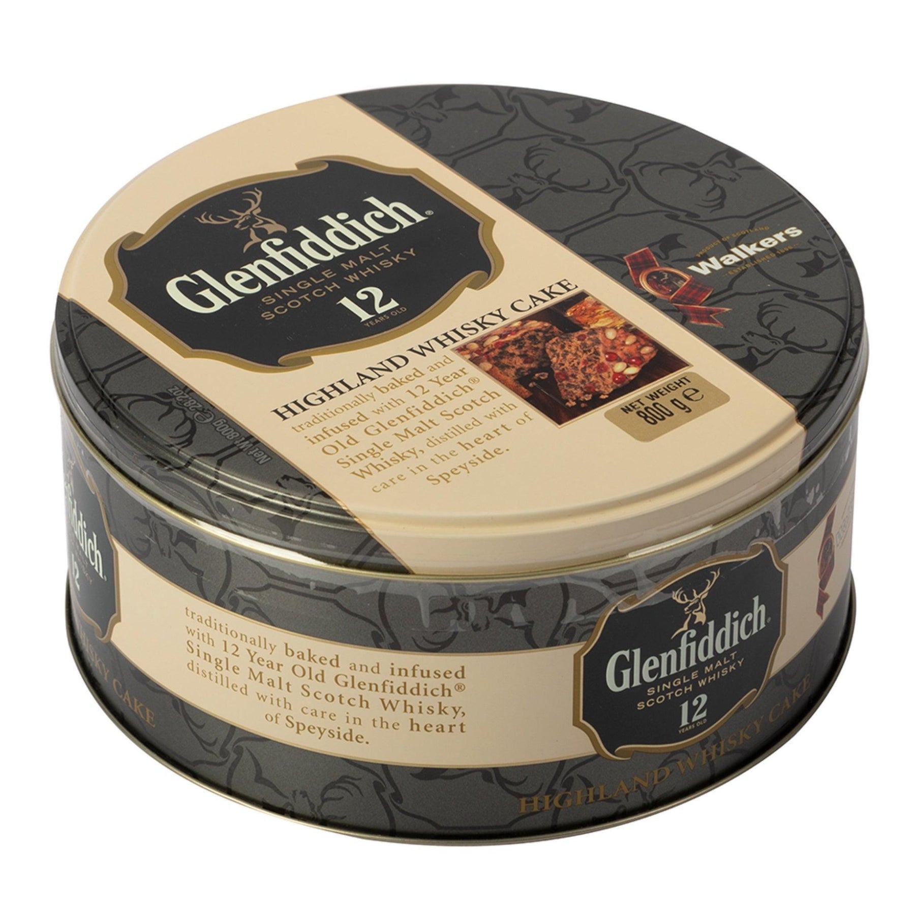 WALKERS Glenfiddich 12 Year Old Highland Whisky Cake 800g Tin Box ...